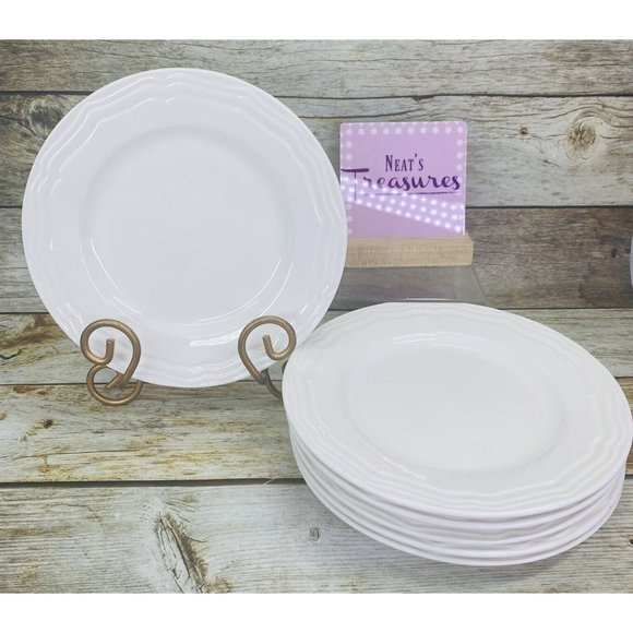 Gibson | Dining | Gibson White Elements Embossed Rim Round Smooth ...